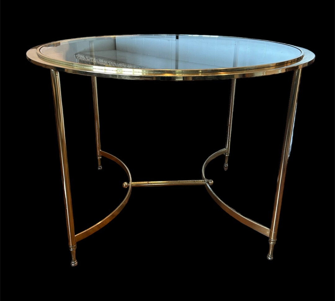 Vintage Maison Jansen Style Round Brass Dining Table 41 Hollywood ...