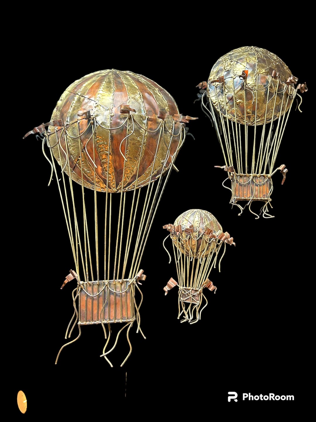 Vintage Copper Brass Metal 3 Piece Sculpture C. Craig Hess Hot Air ...