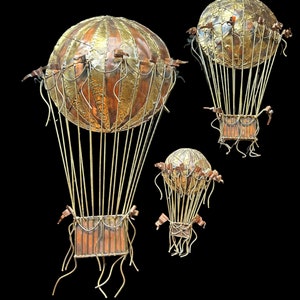 Vintage Copper Brass Metal 3 Piece Sculpture C. Craig Hess Hot Air ...