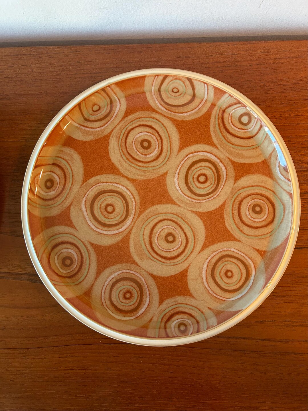 Vintage Denby Fire Chilli Large Chop Plate Orange Swirl 13.25” England ...
