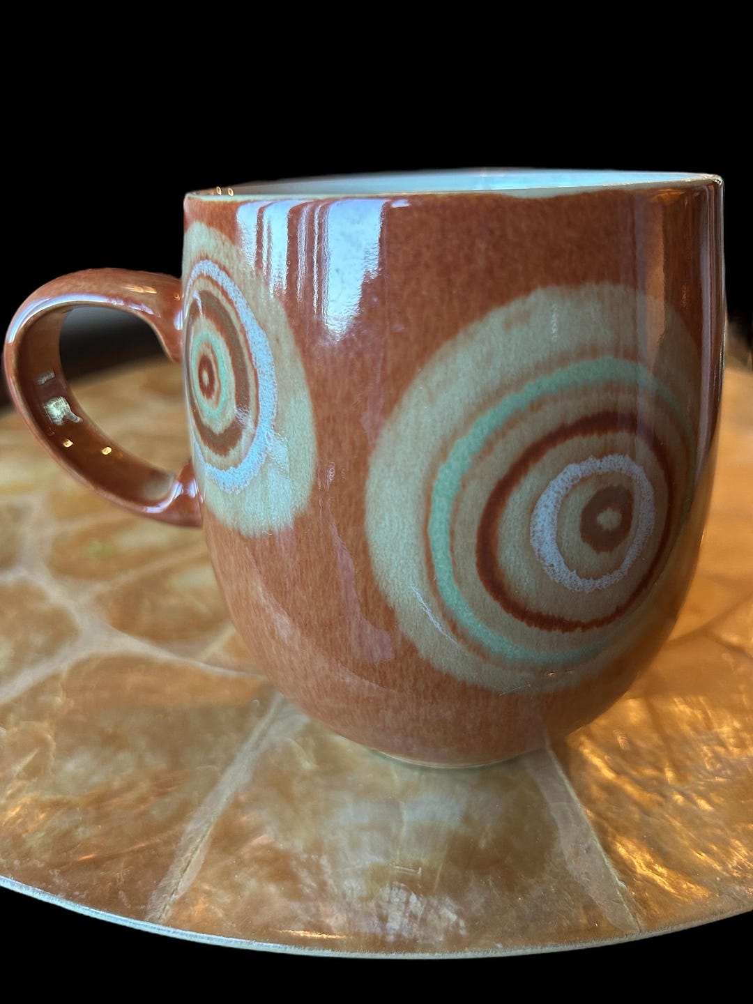 Vintage Denby Fire Chilli Large Coffee Tea Mug Cup Orange Swirls 4 ...
