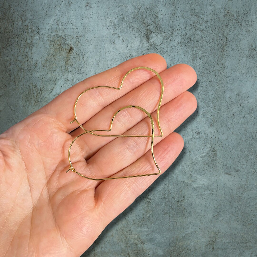 Rose Gold Hoop Earrings Rose Gold Heart Hoops Large Geometric - Etsy