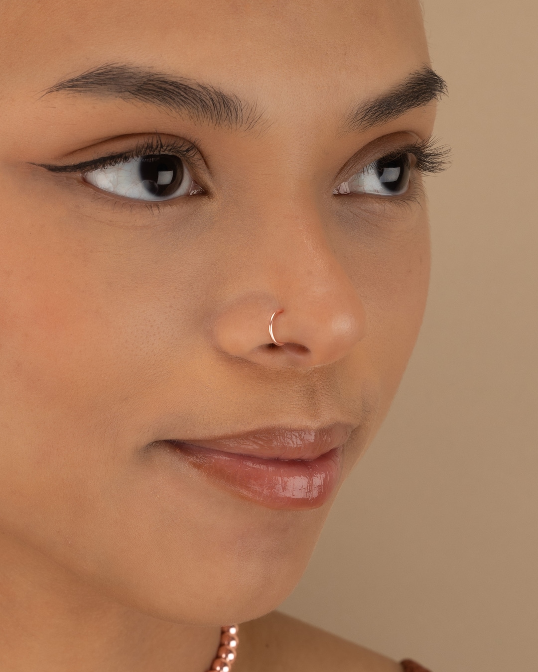 NOSE RING • Seamless Nose Ring Hoop • Septum • Gold Nose Ring • Rose ...