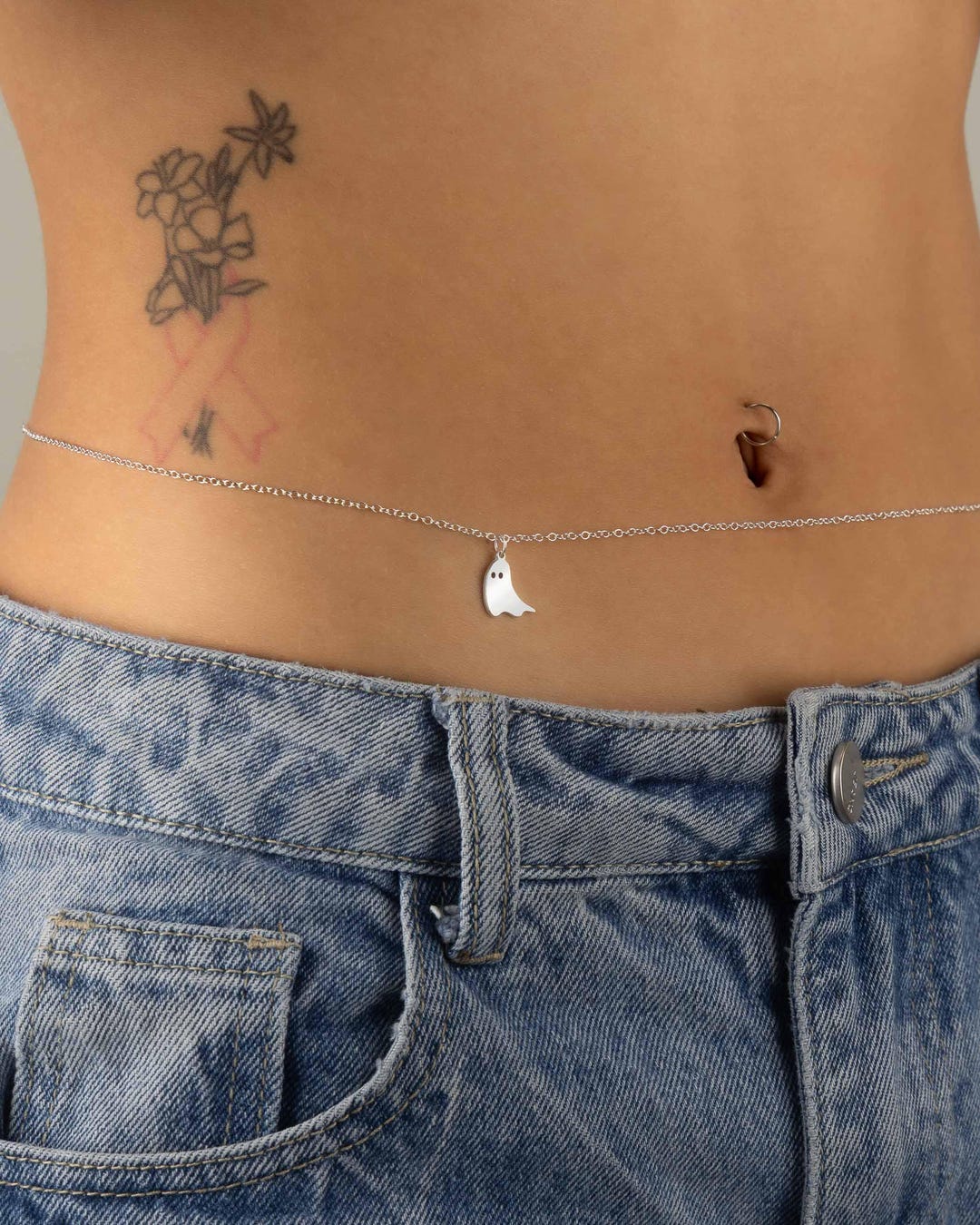 GHOST CHARM Belly Chain • Personalized Body Chain • Bikini Body Jewelry ...