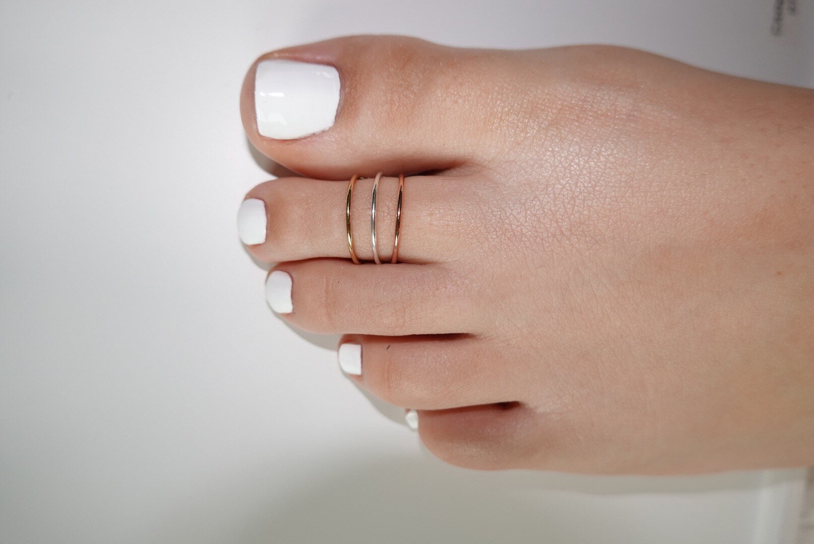 Toe Ring Tiny Thin Stacking Toe Rings Sterling Silver Gold | Etsy