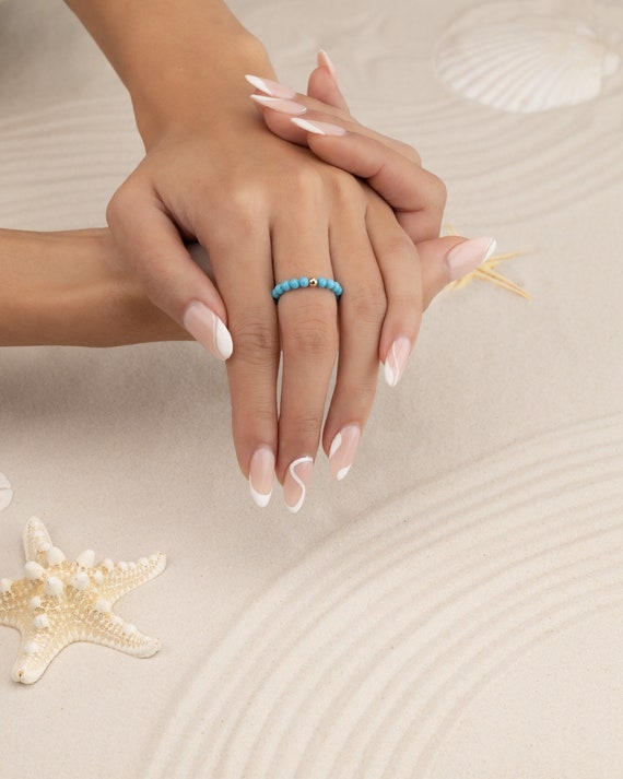 TURQUOISE RING 3MM December Birthstone Beads Sagittarius Capricorn Dainty Friendship Ring Stackable Stretch Water Resistant RIBS2AT Etsy