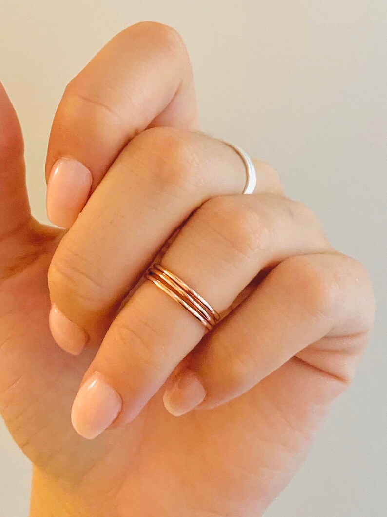 Stacking Rings Tiny Thin Ring Sterling Silver Gold Filled Rose | Etsy