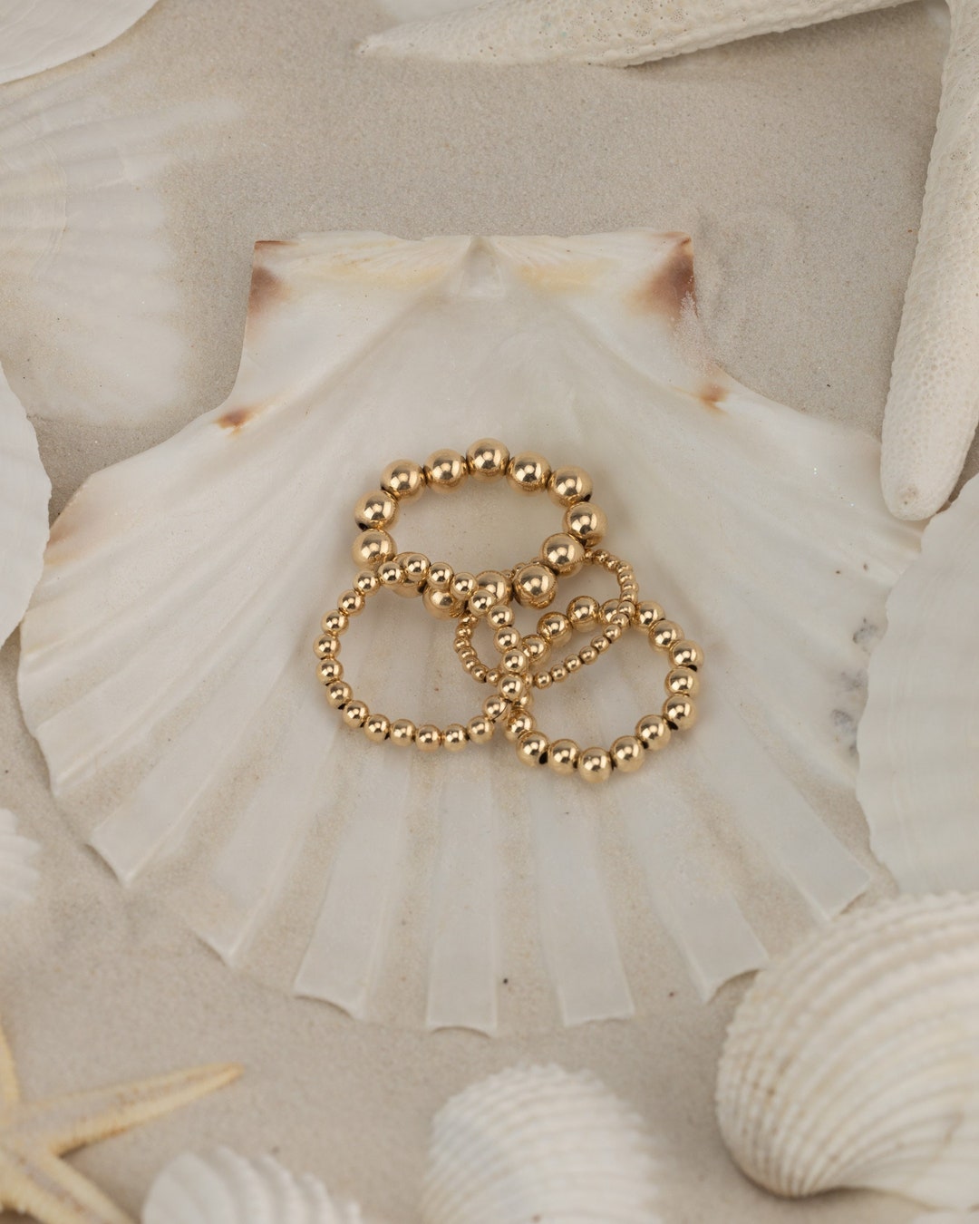 Beaded Ring Stretch Rings Stacking Gold Filled Rings Sterling Silver ...