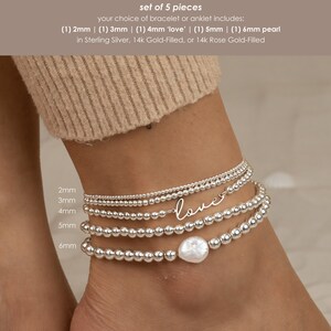 Gold Beaded Anklet Stack Love Gold Filled Pearl Anklet Set - Etsy