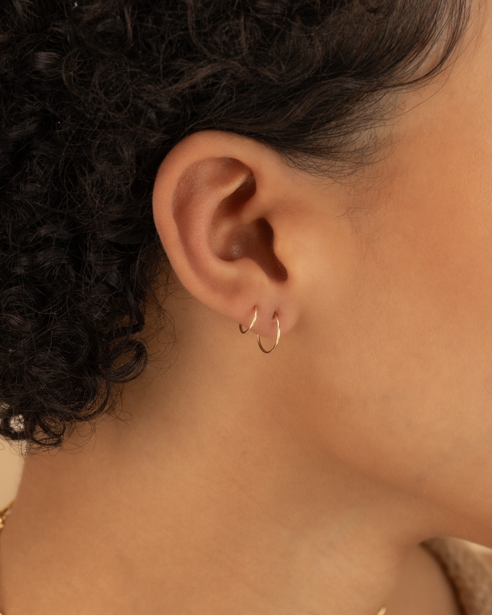 UPPER LOBE HOOP • 2nd 3rd Piercing Earring • Waterproof • 14k Gold ...