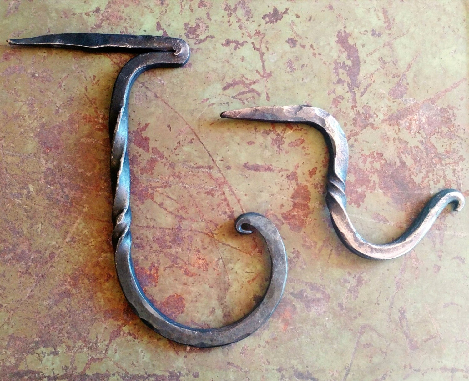 Hand Forged Twisted Primitive Barn Drive Hook Pair - Etsy