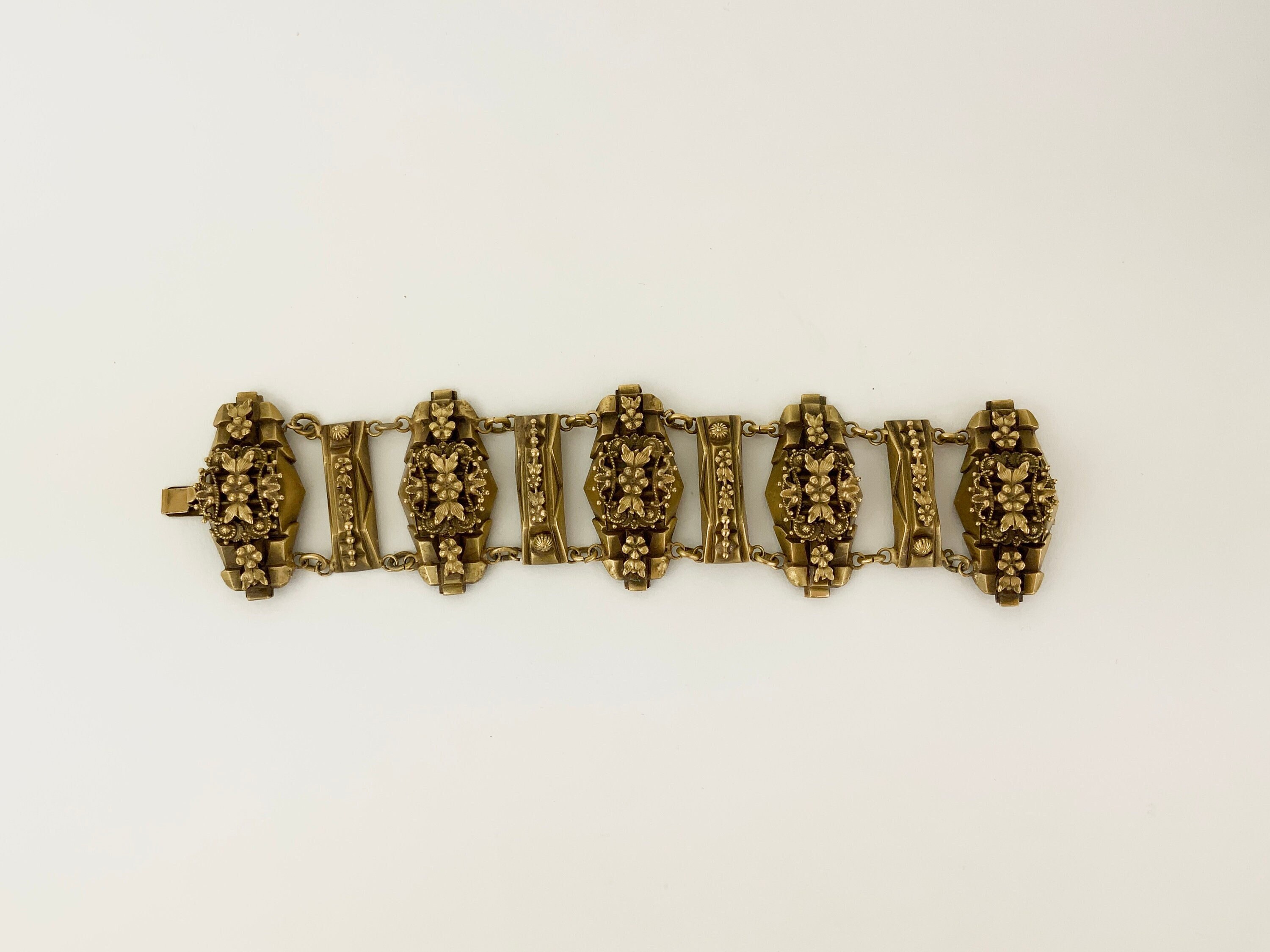 Vintage Floral Joseff of Hollywood Bracelet // Gold Tone / Classic ...
