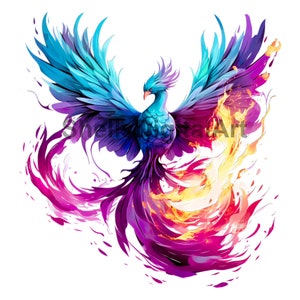 Colorful Phoenix Firebird Clip Art, PNG Overlays (digital Download) - Etsy