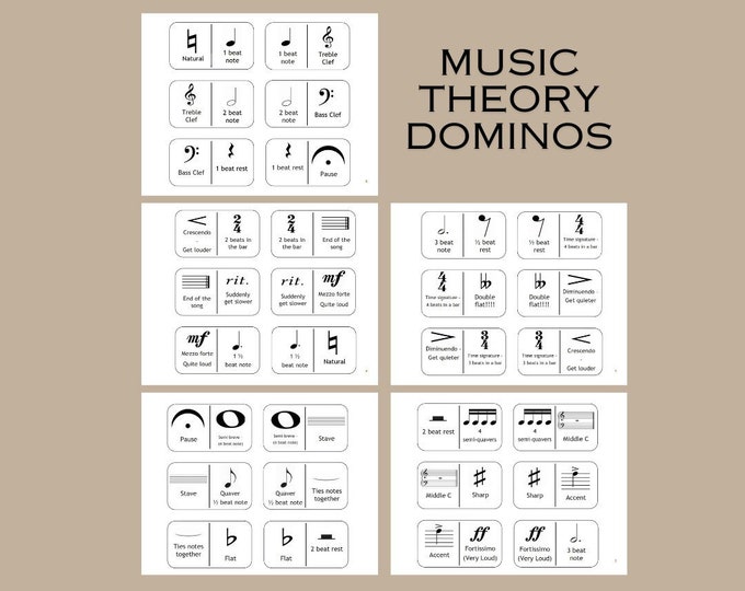 5 Games for Studying Music: Do-re-mi Dominos, Bass Clef Dominos, Treble ...