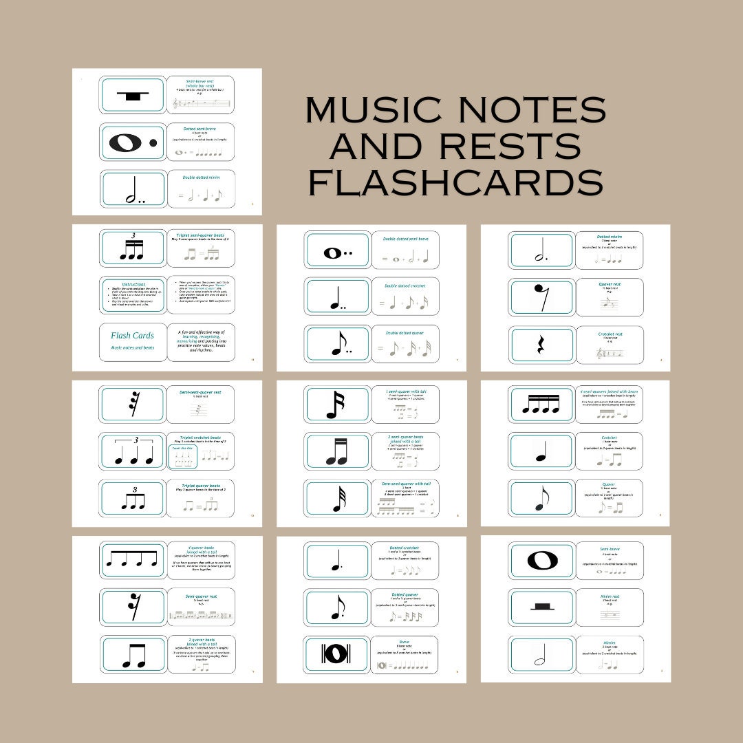 Music Note Value Flashcards, Music Flashcards, School, Learning Games ...