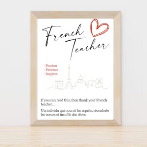 French Teacher Thank You, Digital Download, Teacher Gift, French ...