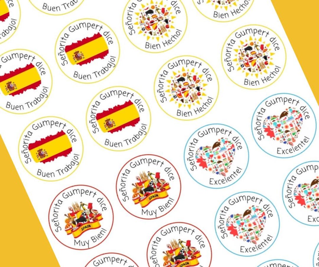 BULK DISCOUNT Personalised Spanish Teacher Stickers, Spanish Reward ...