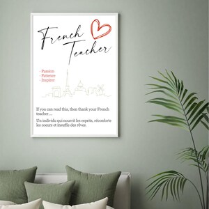 French Teacher Thank You, Digital Download, Teacher Gift, French ...