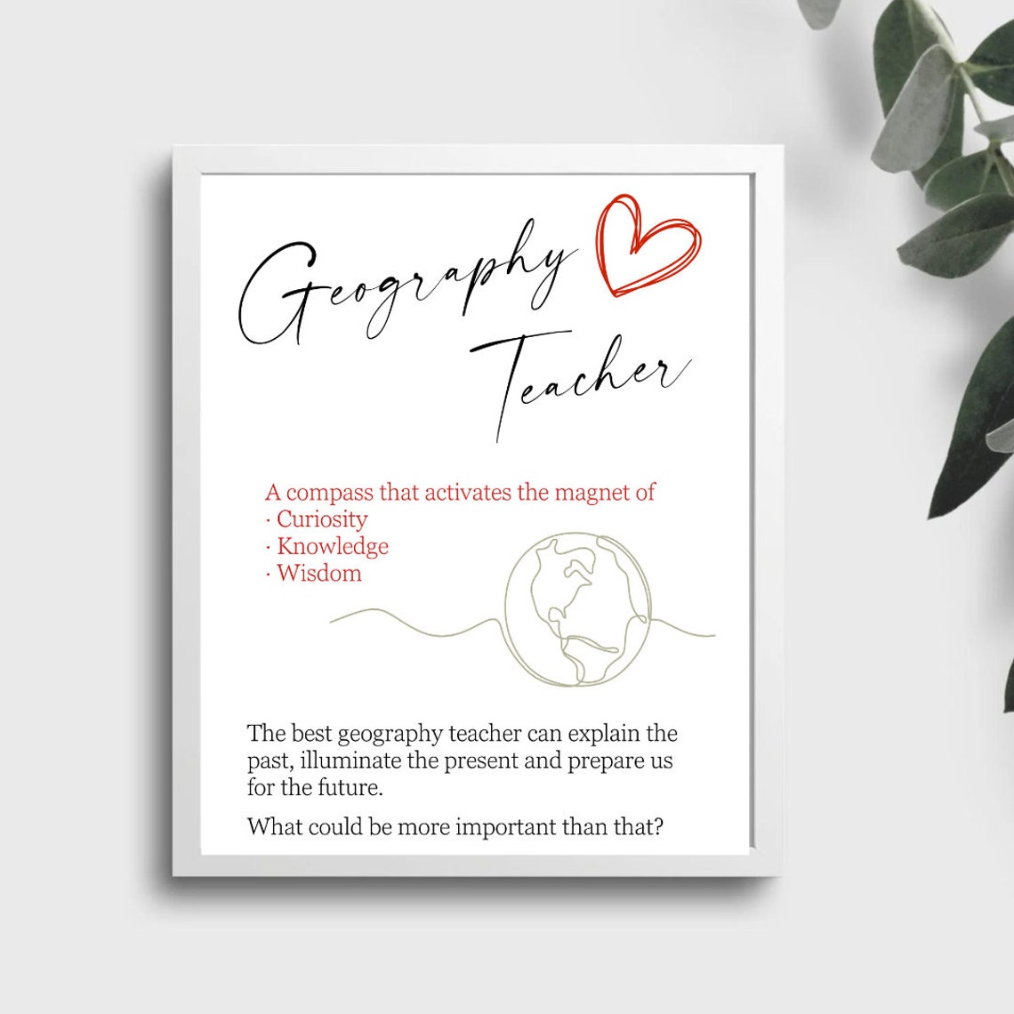 Geography Teacher Thank You, Digital Download, Teacher Gift, Geography ...
