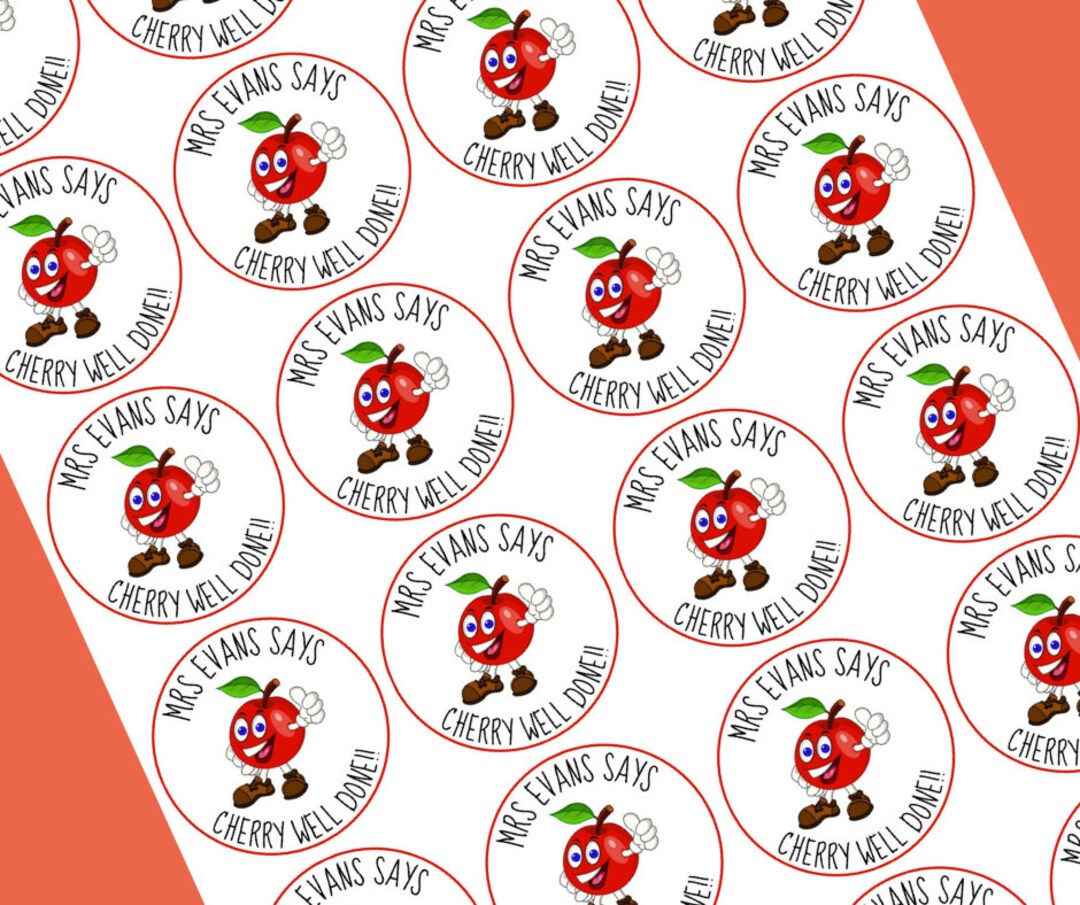 Cherry Well Done Stickers, Well Done Stickers, Merit Stickers, Teacher ...