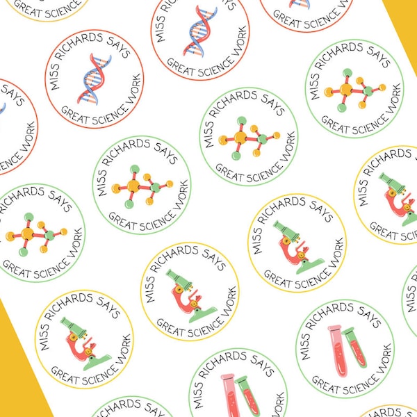 Personalised Science Teacher Stickers - Etsy