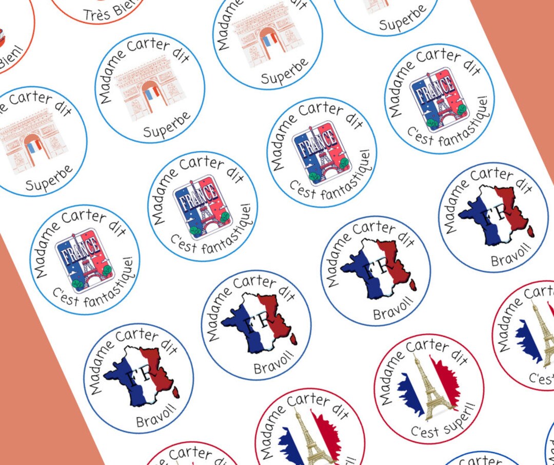 Personalised French Teacher Stickers, French Reward, French Teacher ...