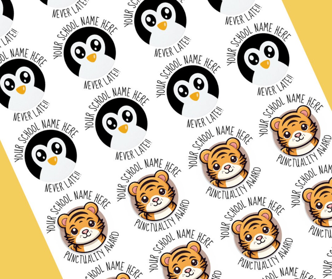 School Punctuality Stickers, School on Time Stickers, Always on Time ...