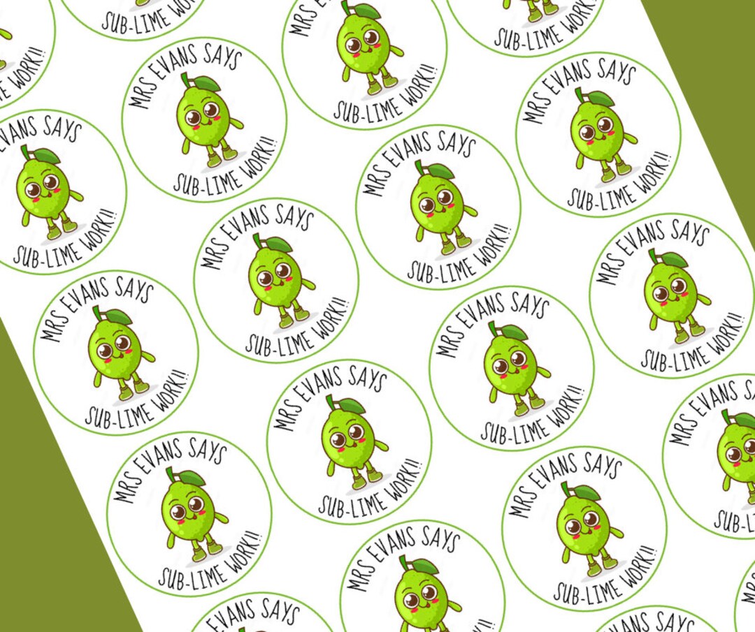Sub-lime Work Stickers, Well Done Stickers, Teacher Stickers, Cartoon ...