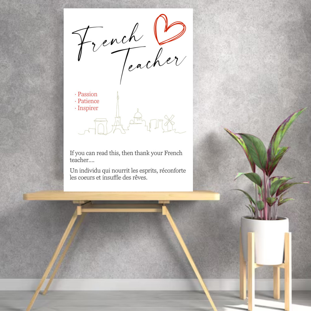 French Teacher Thank You, Digital Download, Teacher Gift, French ...