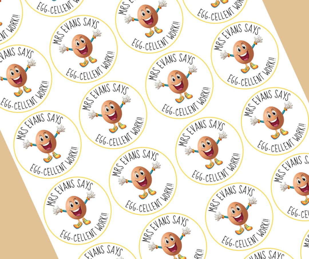 Egg-cellent Work Stickers, Well Done Stickers, Teacher Stickers, Funny ...