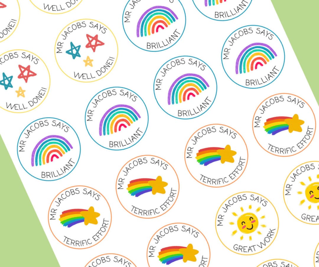 Well Done Stickers, Personalised Teacher Stickers, Merit Stickers ...