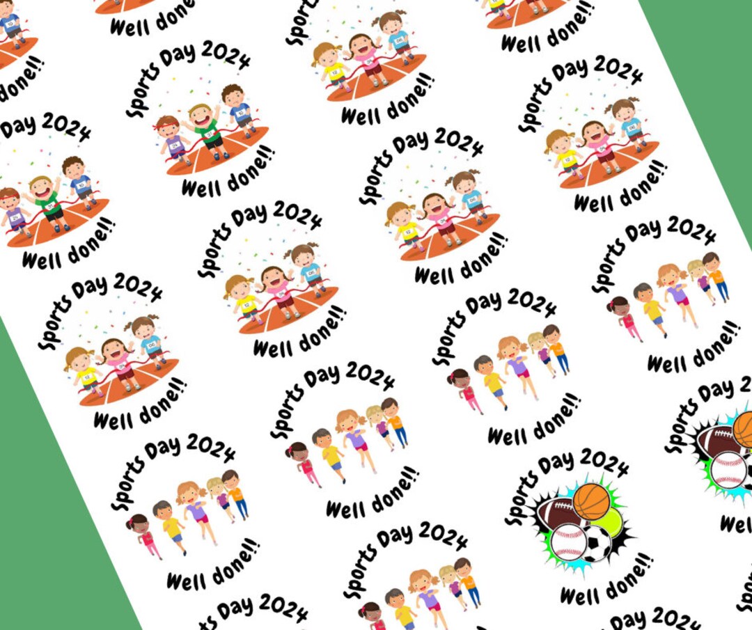 Well Done Sports Day Stickers, Personalised Sports Day Stickers, Merit ...