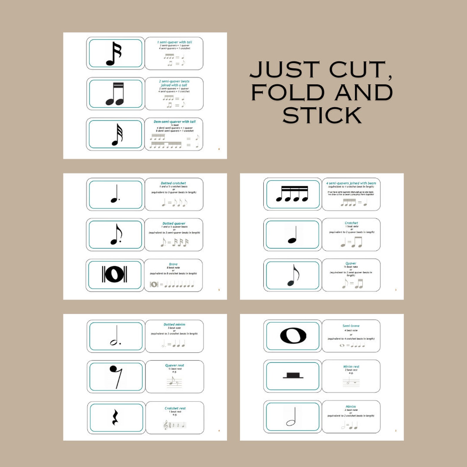 Music Note Value Flashcards, Music Flashcards, School, Learning Games ...