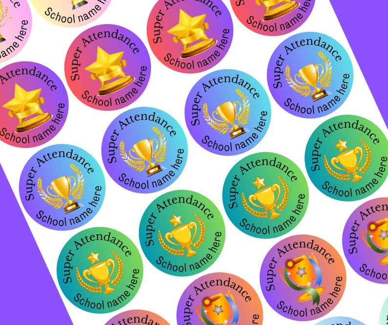Personalised Attendance Stickers, Well Done Stickers, School Attendance ...
