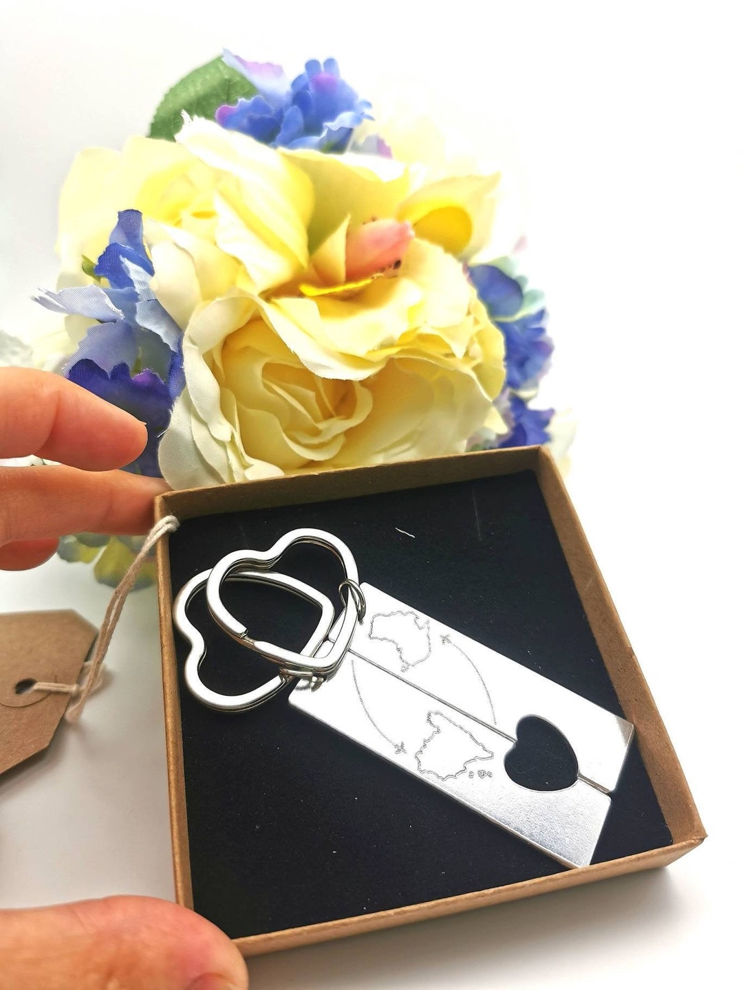 Two Keychain Long Distanced Gift, Emigrating Gift, BFF Gift Long ...