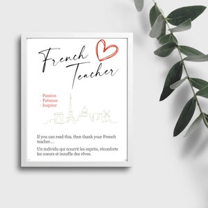 French Teacher Thank You, Digital Download, Teacher Gift, French ...