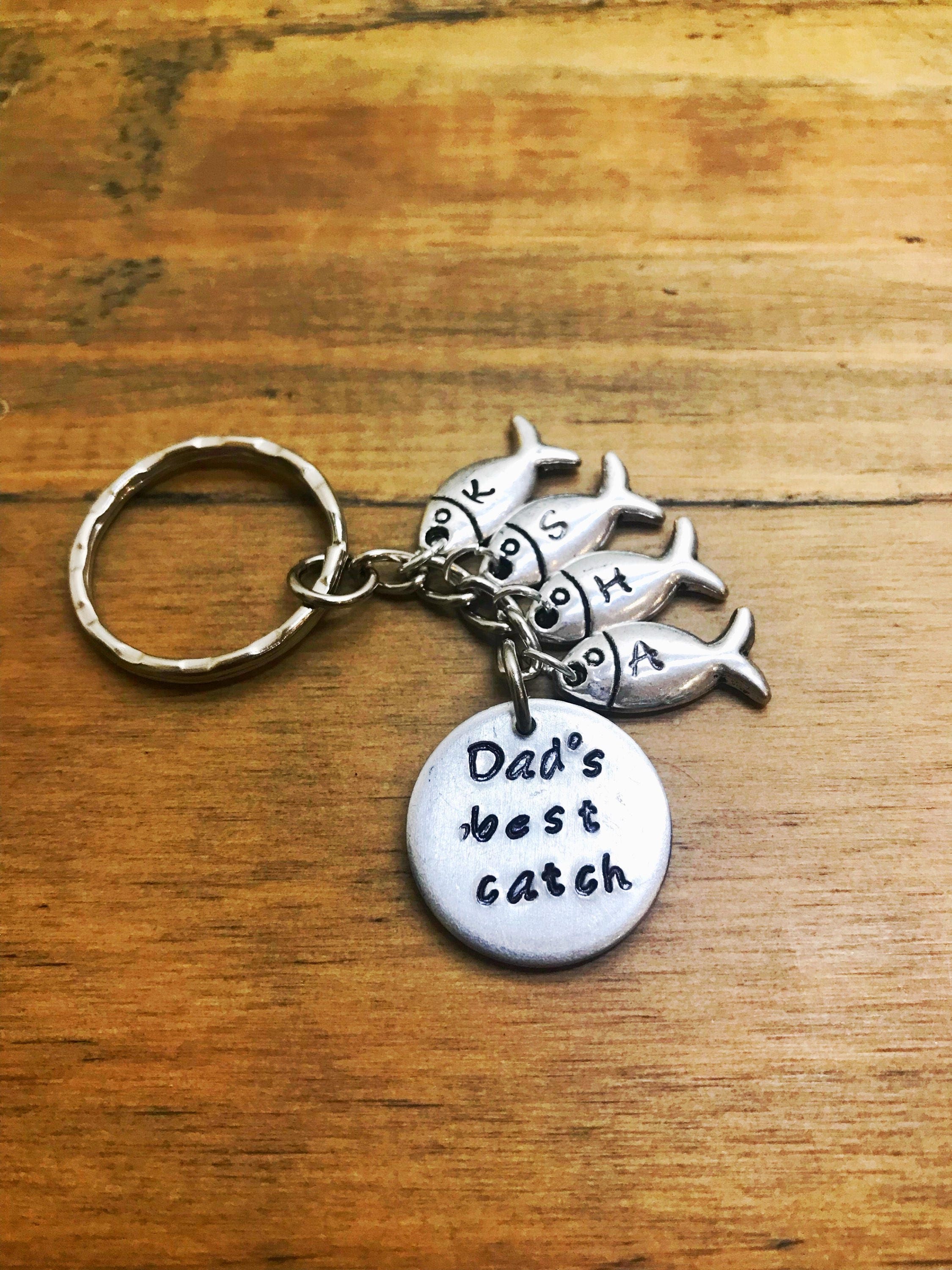 Hooked on daddy Dad key chains Dad keyring Dads best catch | Etsy
