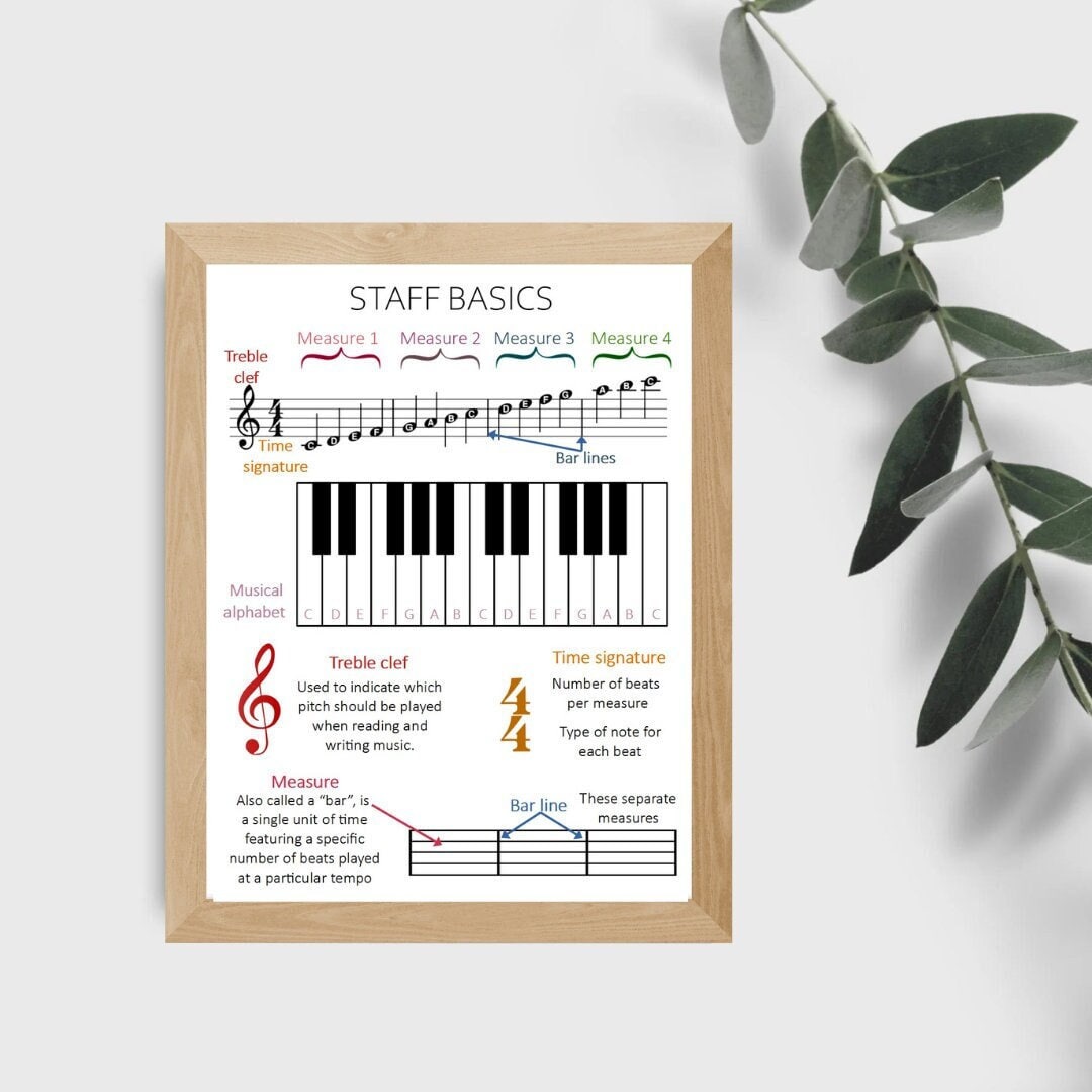 Stave Basics Poster, Music Theory Poster, Music Theory, Music Room Art ...