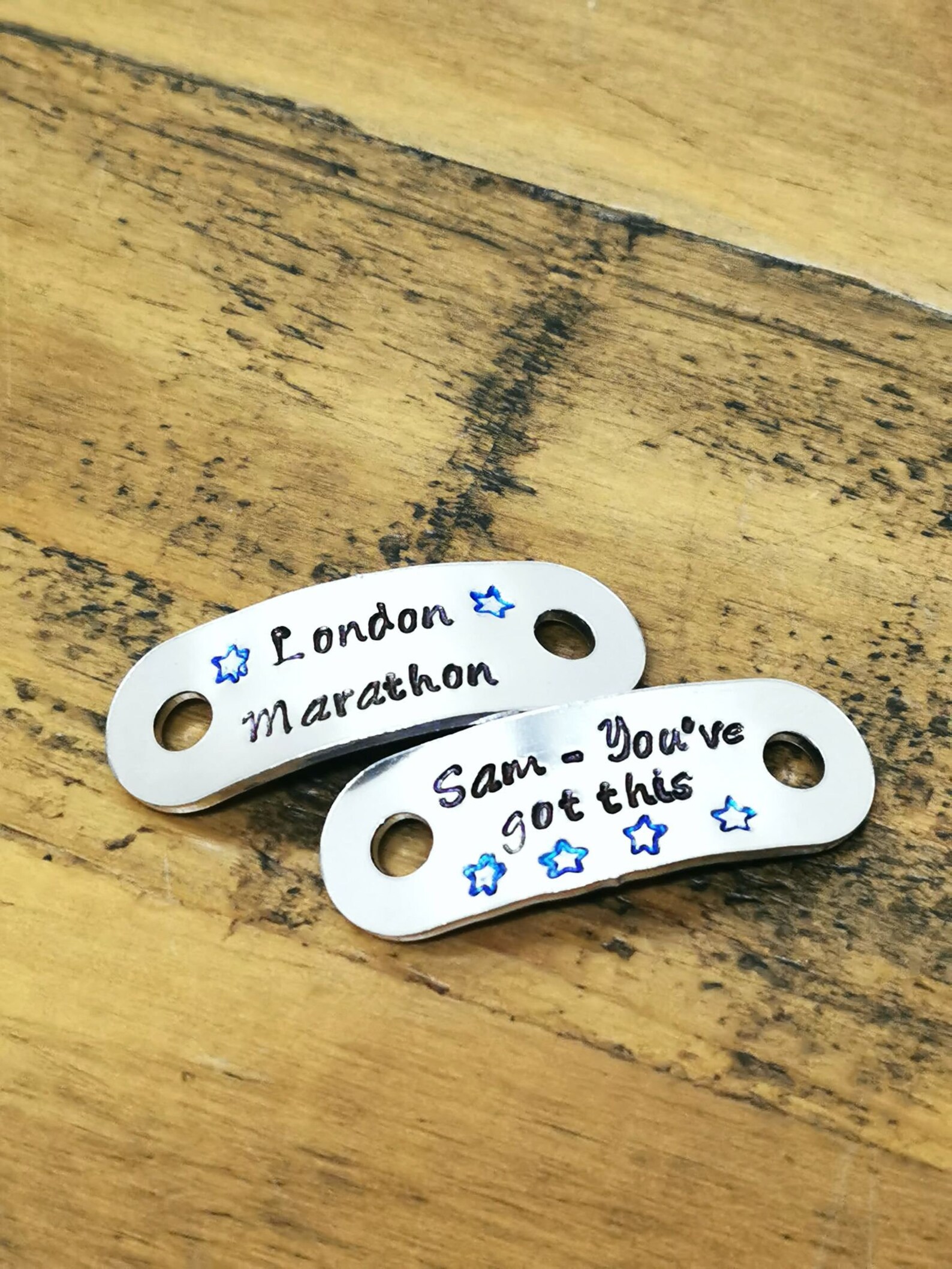 Personalised Trainer Tags, Hand Stamped Trainer Tags, Running Gift ...