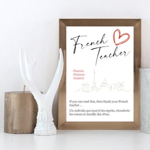 French Teacher Thank You, Digital Download, Teacher Gift, French ...
