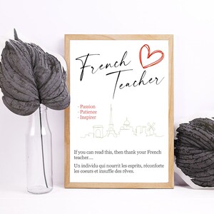 French Teacher Thank You, Digital Download, Teacher Gift, French ...