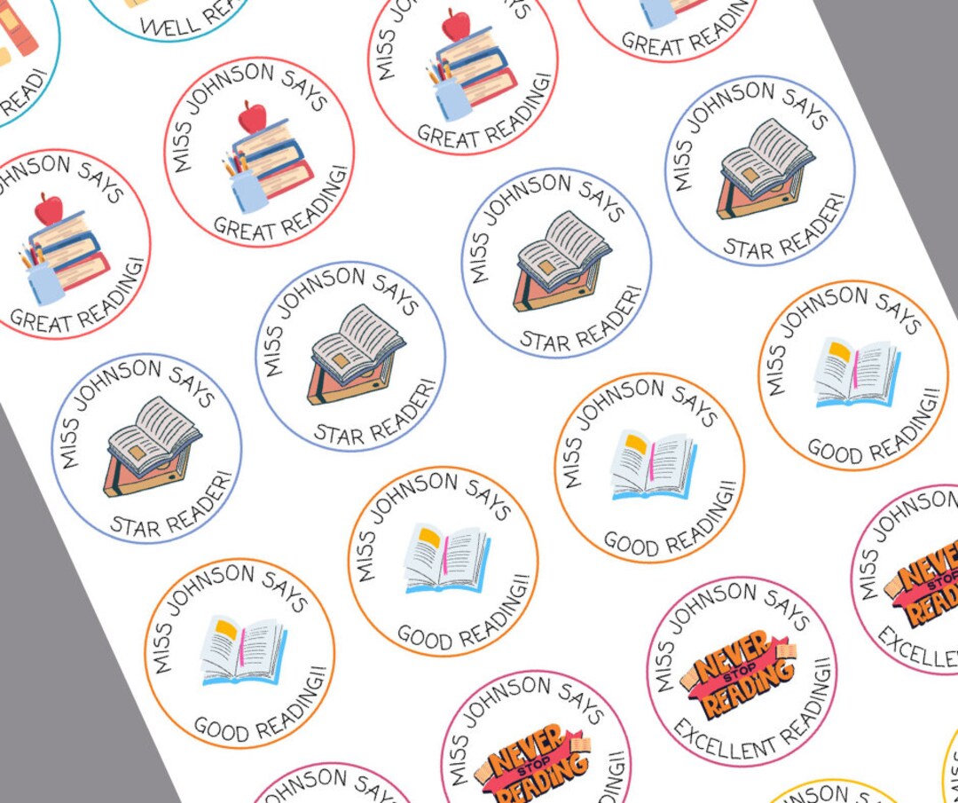 Personalised Teacher Reading Reward Stickers, Well Done Stickers, Great ...