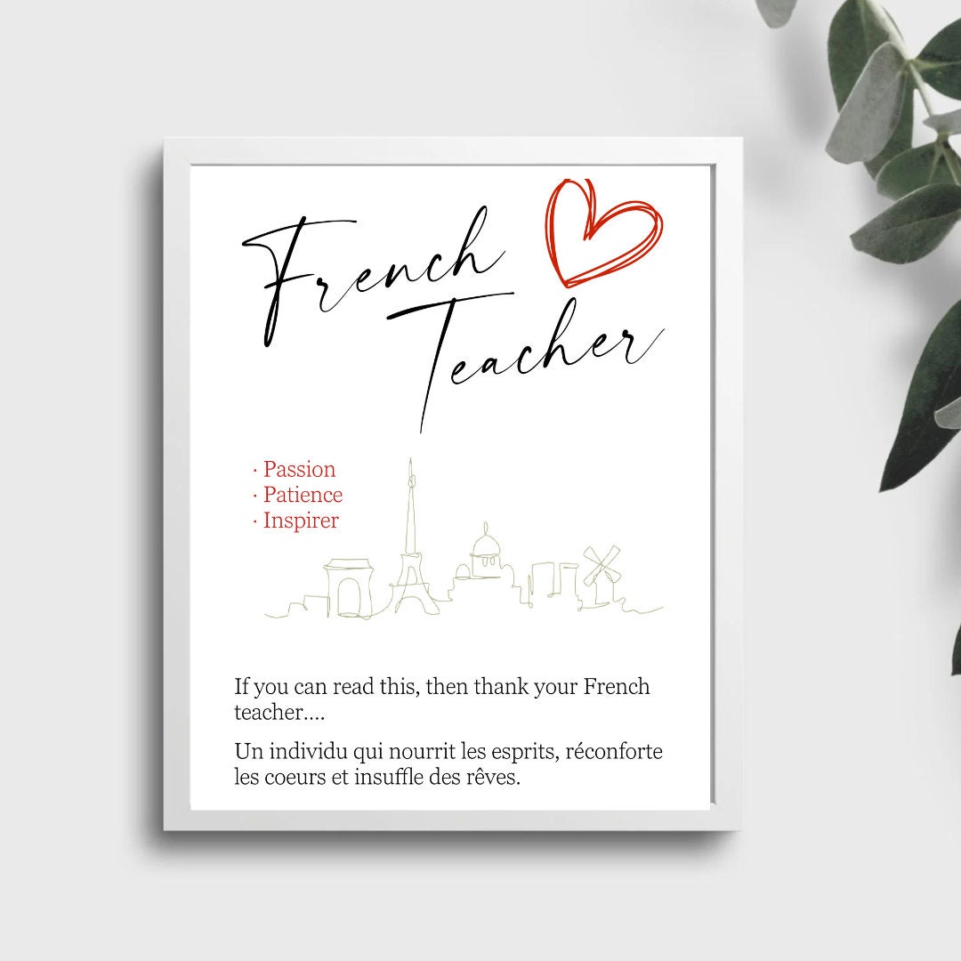 French Teacher Thank You, Digital Download, Teacher Gift, French ...