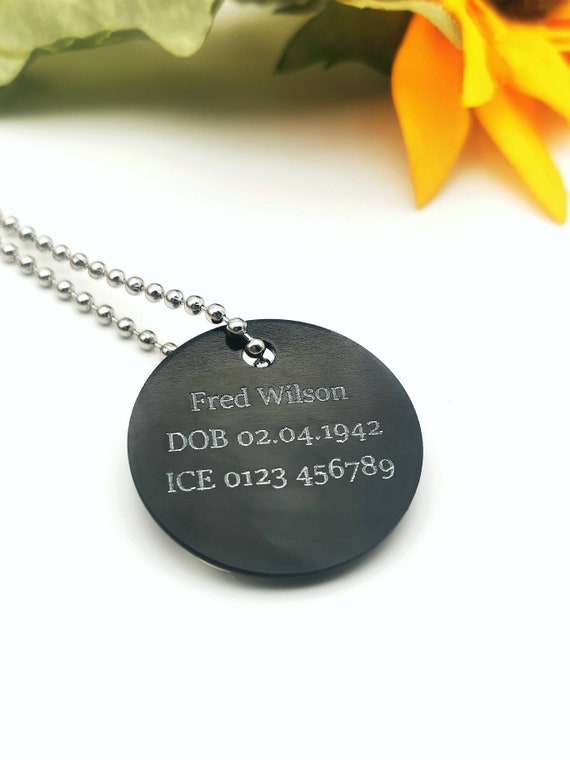 Dementia Alert Necklace Alzheimer s Memory Loss Jewellery Alzheimer s Medical ID Alert for Men Medical Alert Necklace Medicalert Etsy UK
