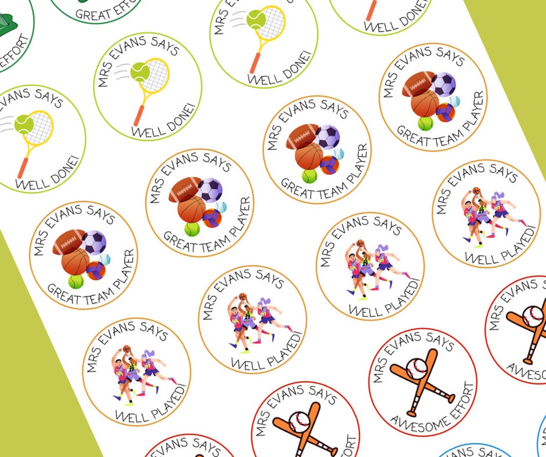 Personalised PE Teacher Stickers, Sports Stickers, Sports Teacher ...