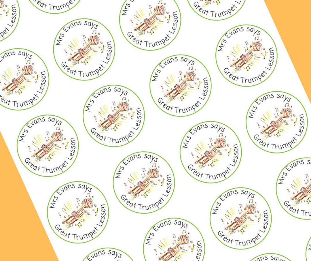 Personalised Trumpet Teacher Stickers, Trumpet Player Reward, Trumpet ...