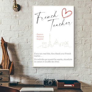 French Teacher Thank You, Digital Download, Teacher Gift, French ...