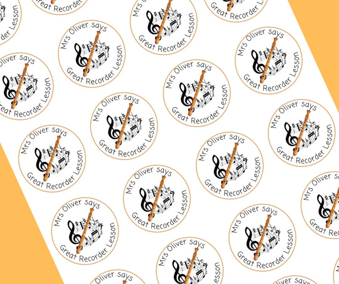 Personalised Recorder Teacher Stickers, Recorder Reward, Recorder ...