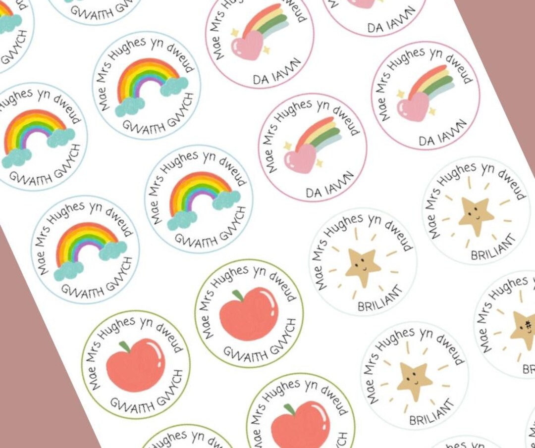 Welsh Well Done Stickers, Personalised Welsh Stickers, Merit Stickers ...