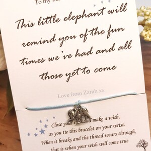 Elephant, Wish Bracelet, Friendship Bracelet, Best Friend, BFF, Sister ...